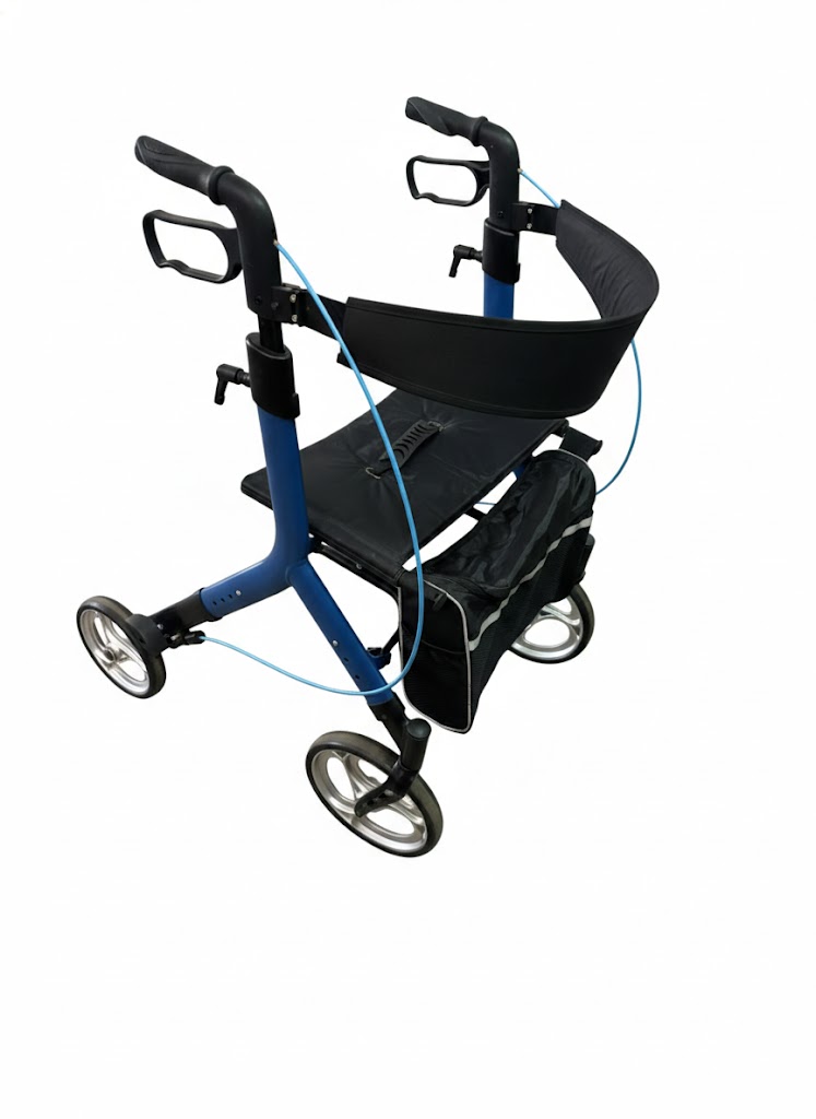 Adjustable Mobility Rollator with Loop Brakes and Under-Seat Storage Bag